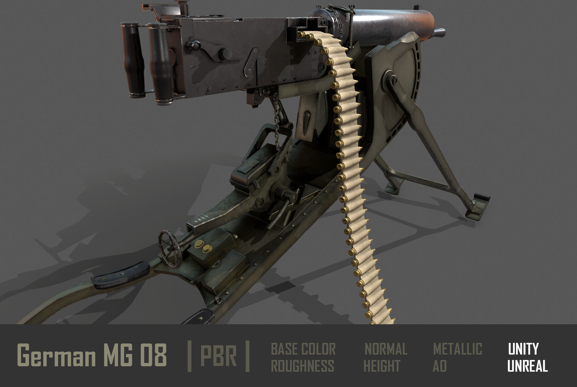 3D model German MG-08 Machine Gun VR / AR / low-poly | CGTrader