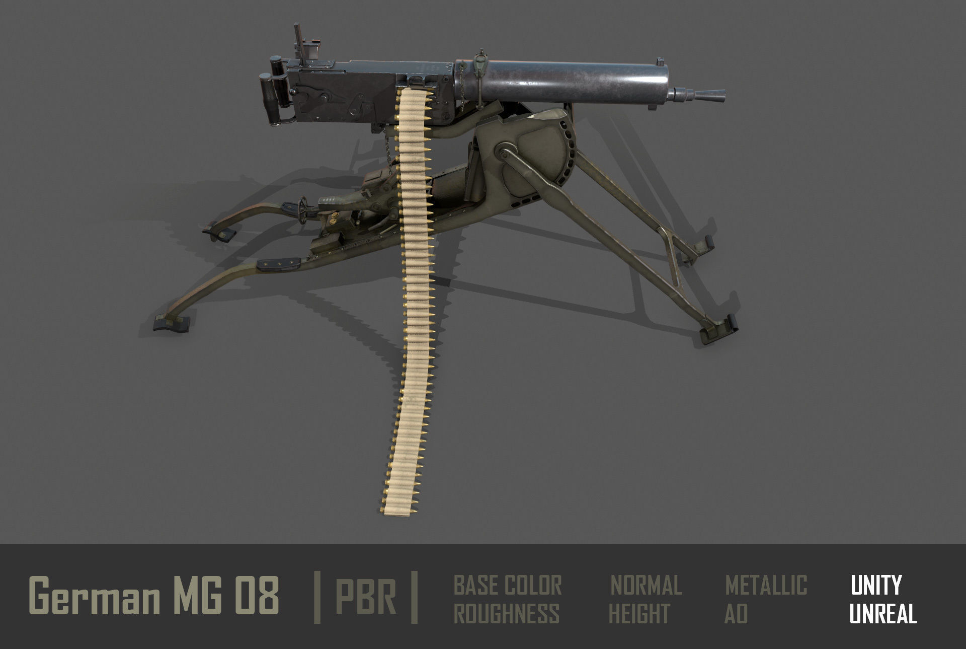 3D model German MG-08 Machine Gun VR / AR / low-poly | CGTrader