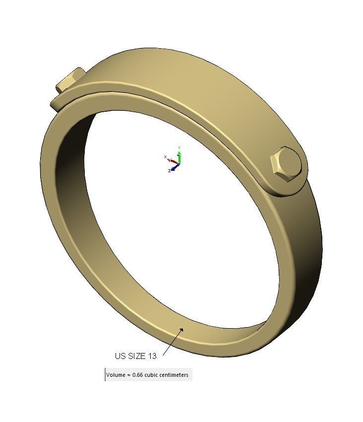 Bolted engravable round tag ring US size 5to13 3D model 3D printable ...