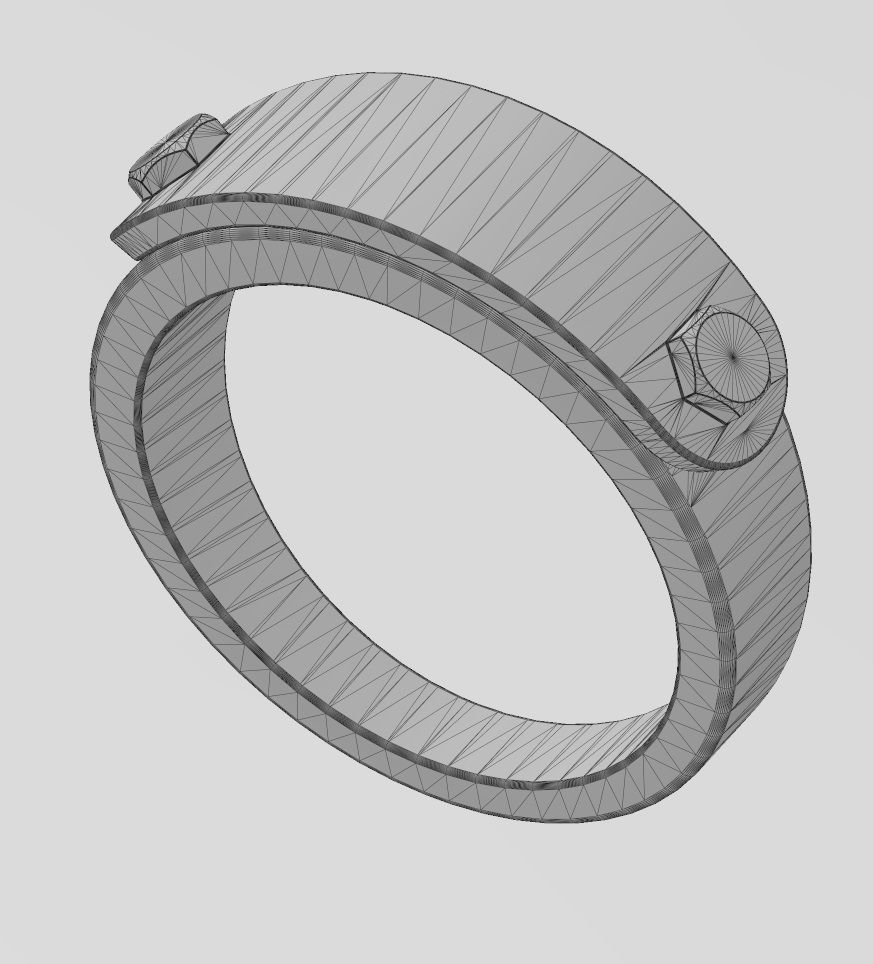 Bolted engravable round tag ring US size 5to13 3D model 3D printable ...