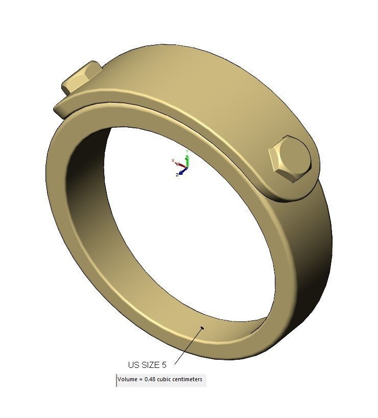 Bolted engravable round tag ring US size 5to13 3D model 3D printable ...
