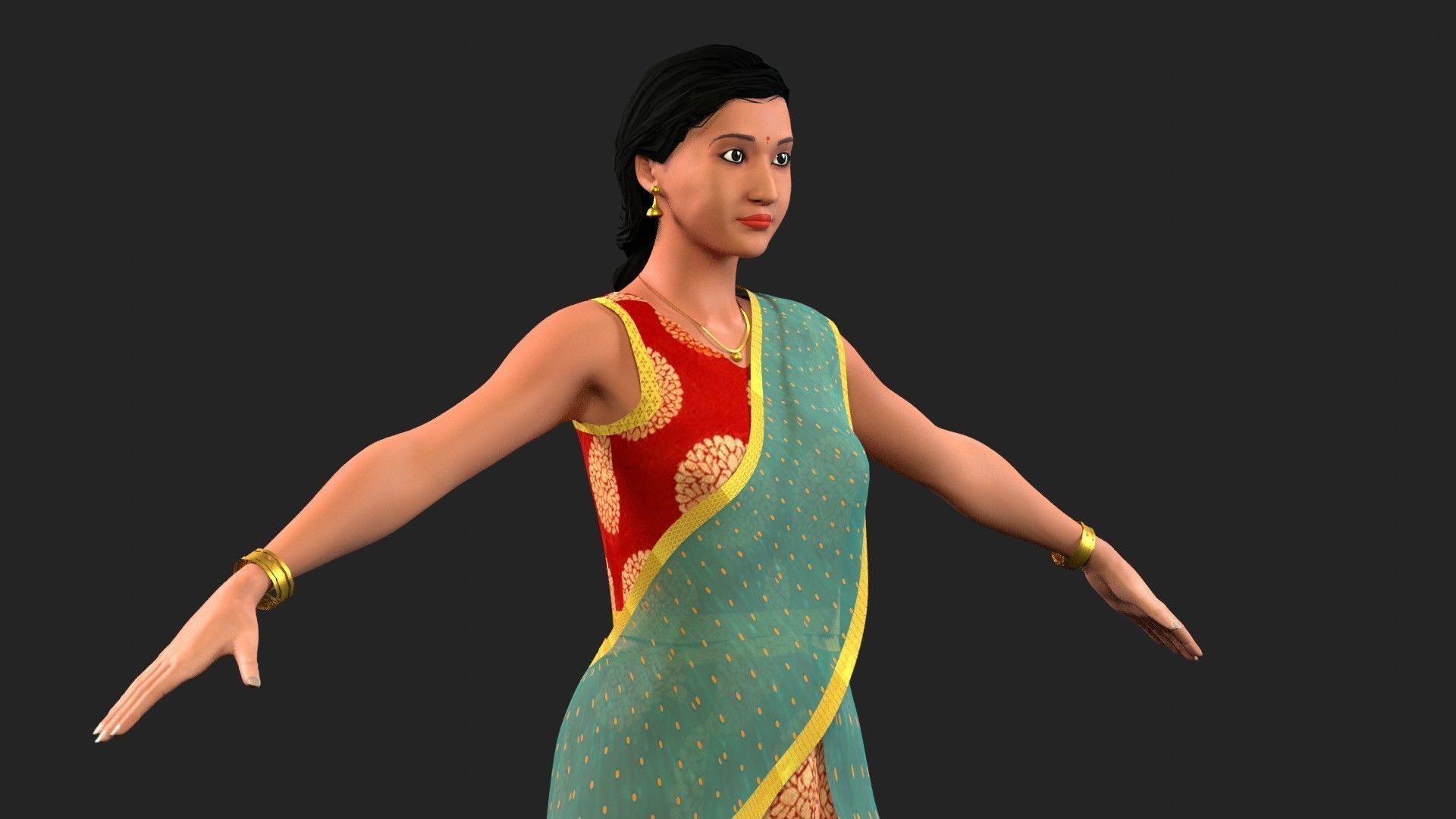 Indian Girl-Meena 3D model rigged | CGTrader