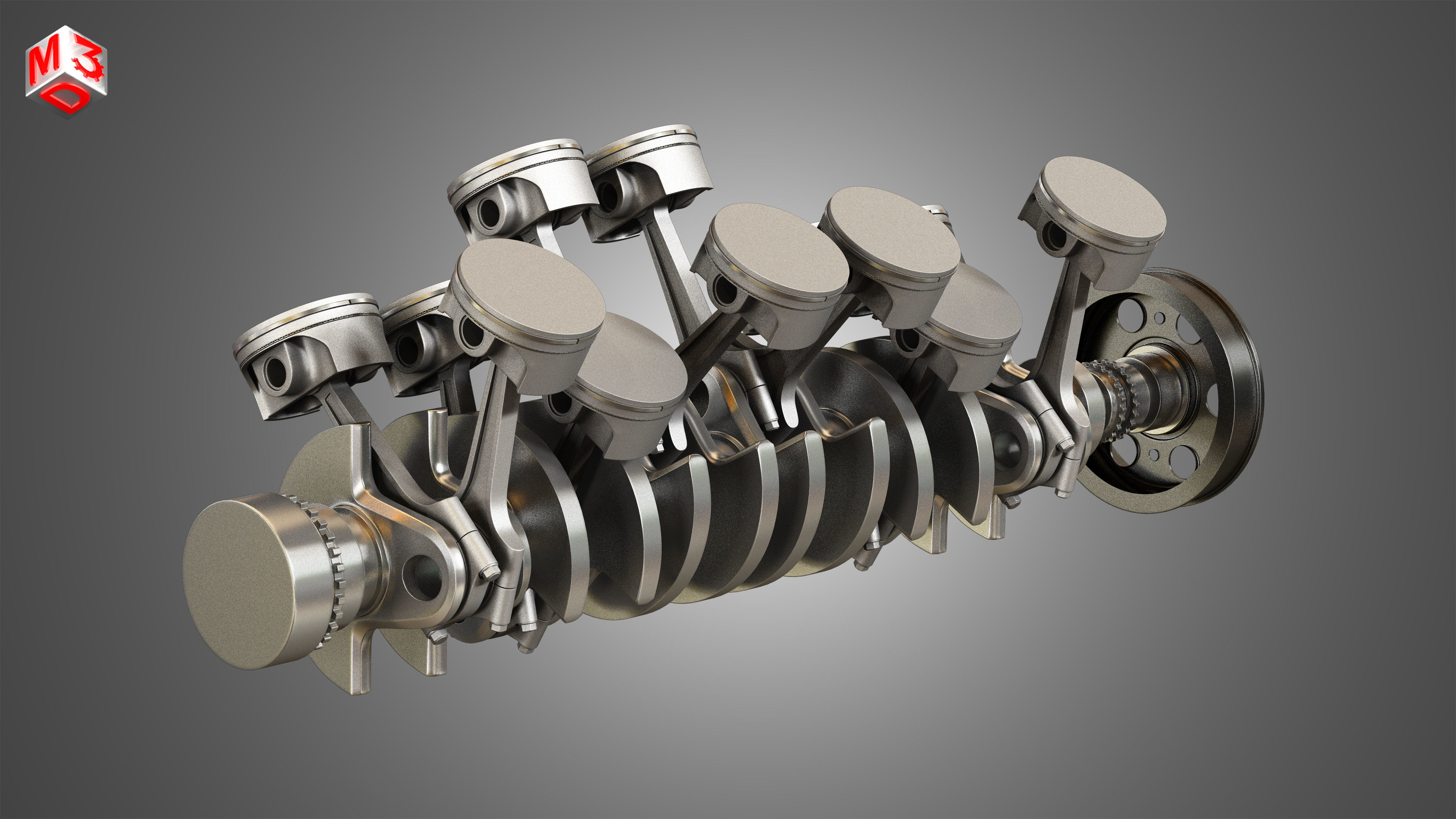 Crankshaft With Pistons - V12 Engine 3D model | CGTrader