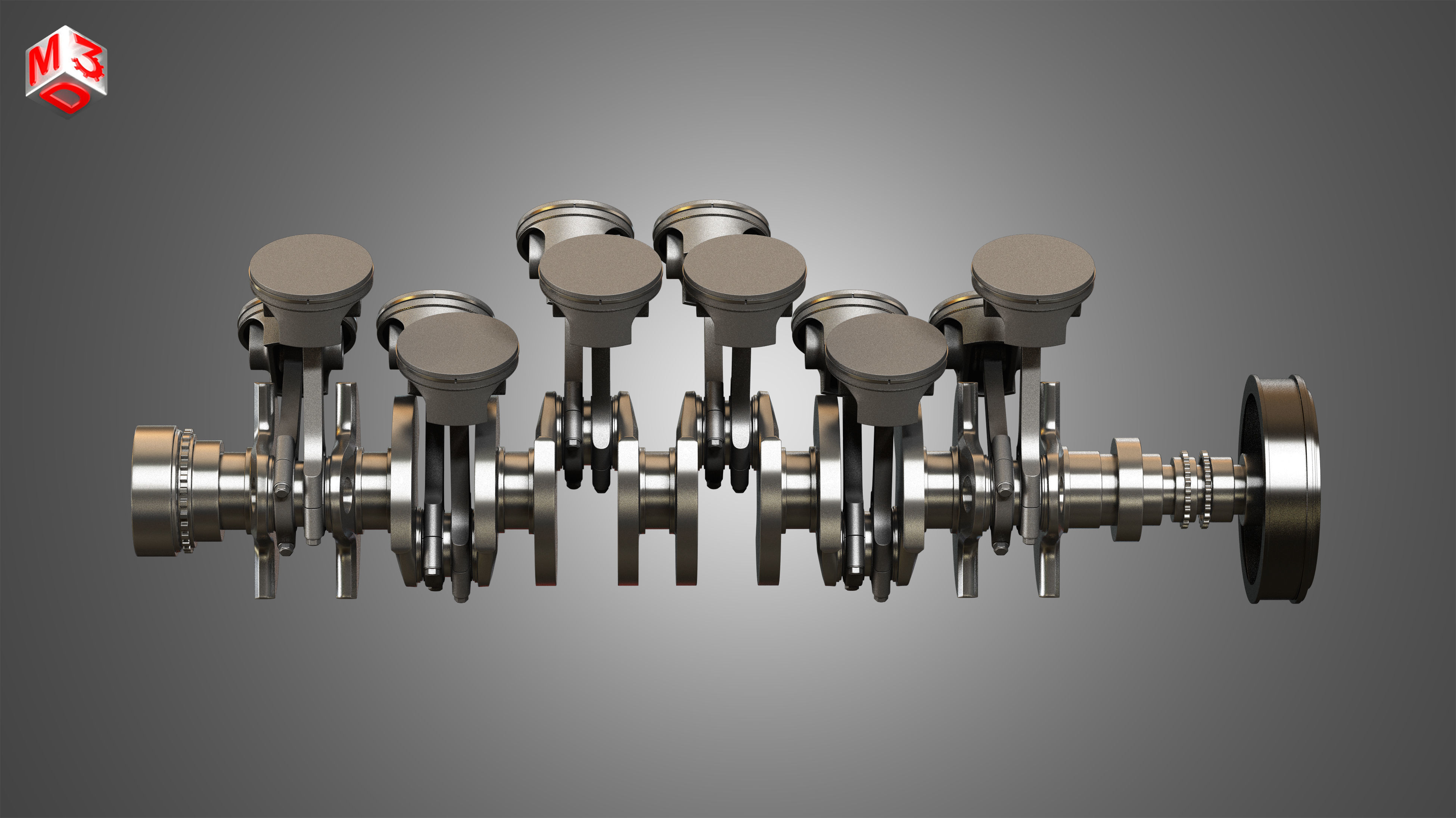 Crankshaft With Pistons - V12 Engine 3D model | CGTrader