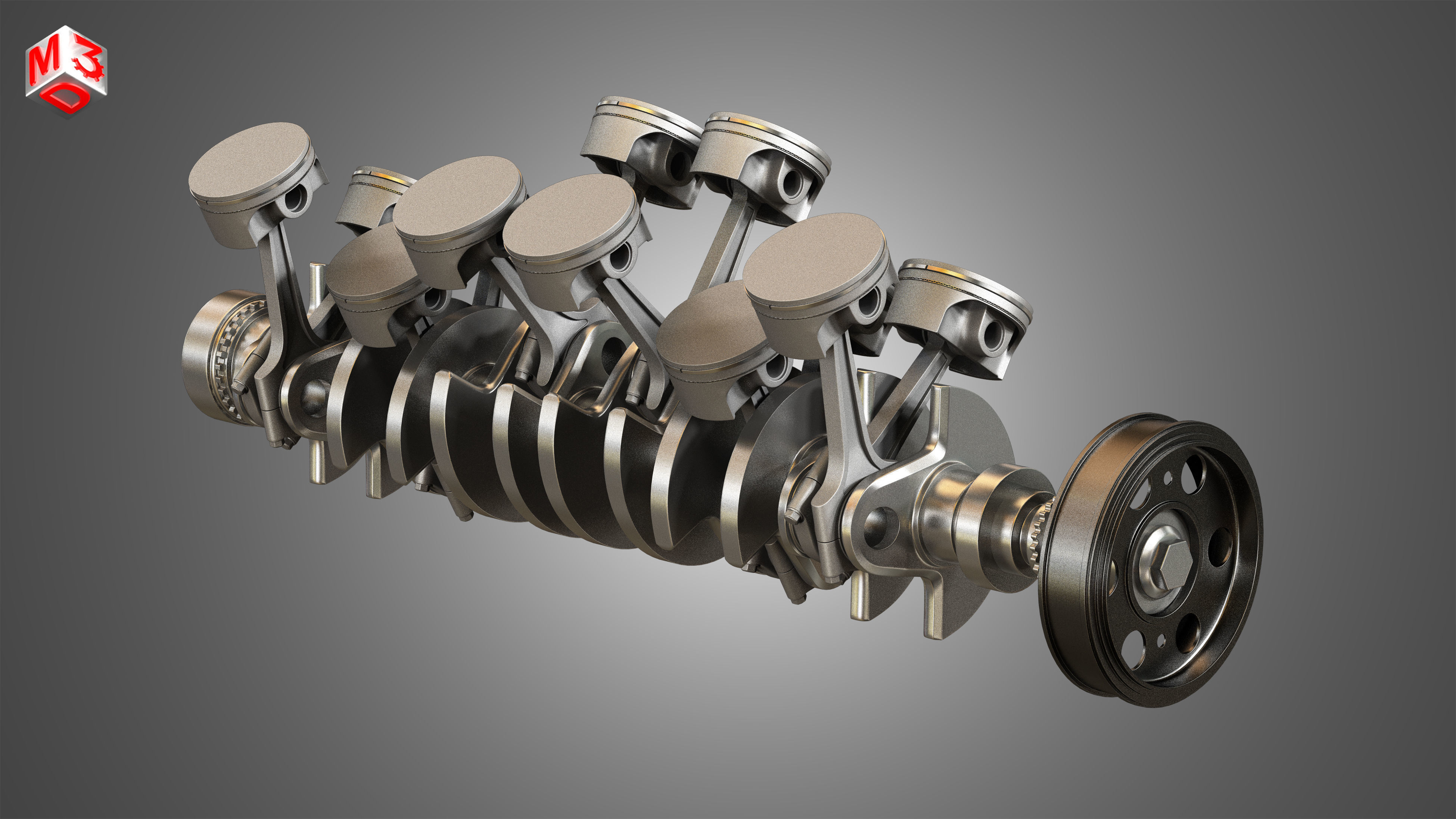 Crankshaft With Pistons - V12 Engine 3D model | CGTrader