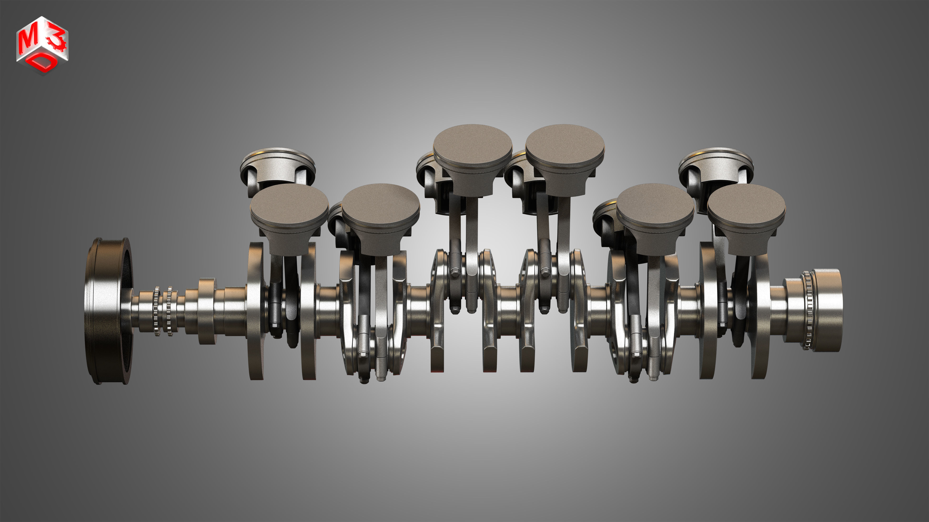 Crankshaft With Pistons - V12 Engine 3D model | CGTrader