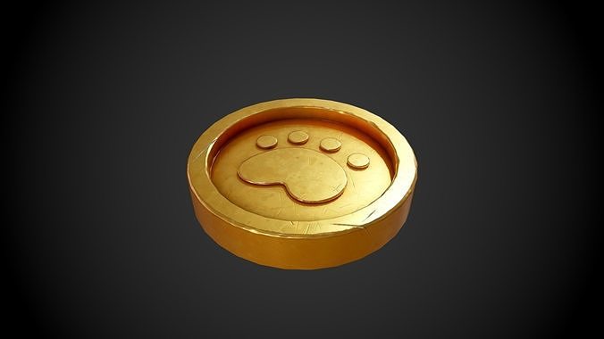 3D model Stylized Gold Coin With Paw VR / AR / low-poly | CGTrader