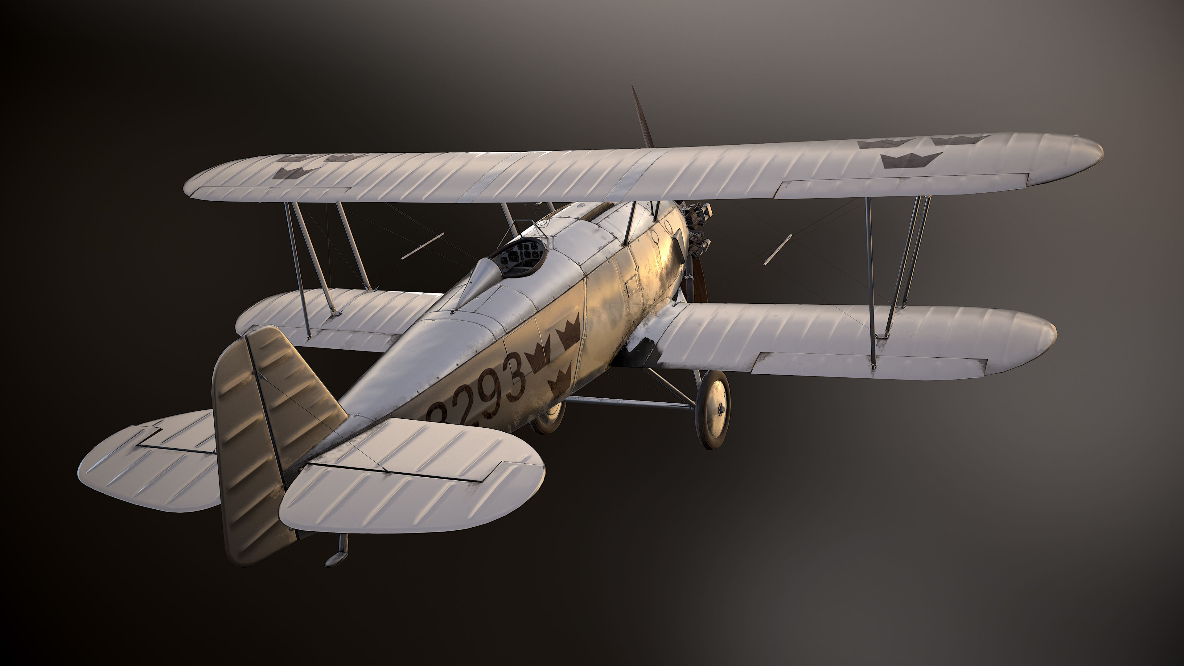 3D model Plane J6B Jaktfalken Swedish air force 1929 VR / AR / low-poly ...