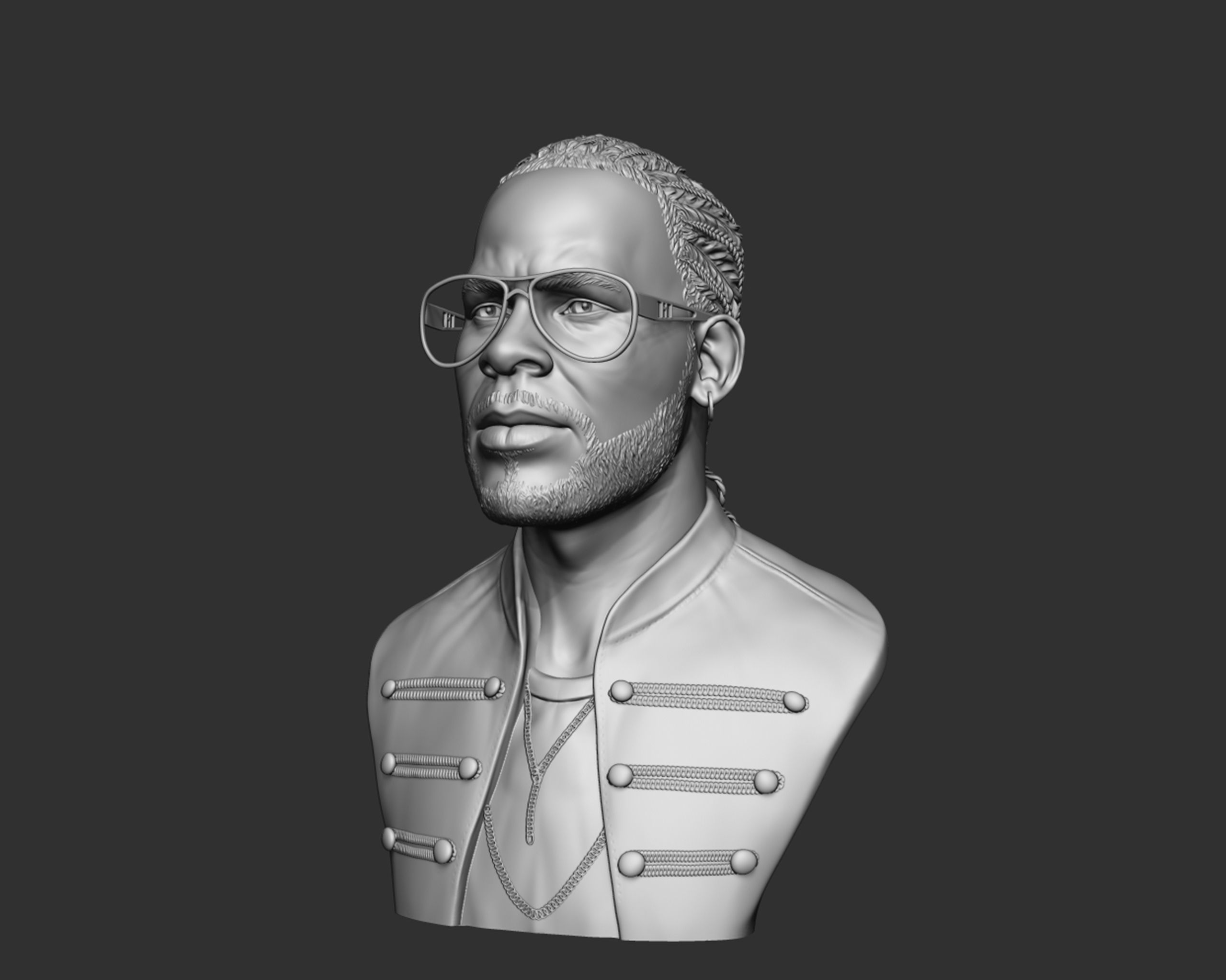 R Kelly portrait sculpture 3D model 3D printable | CGTrader