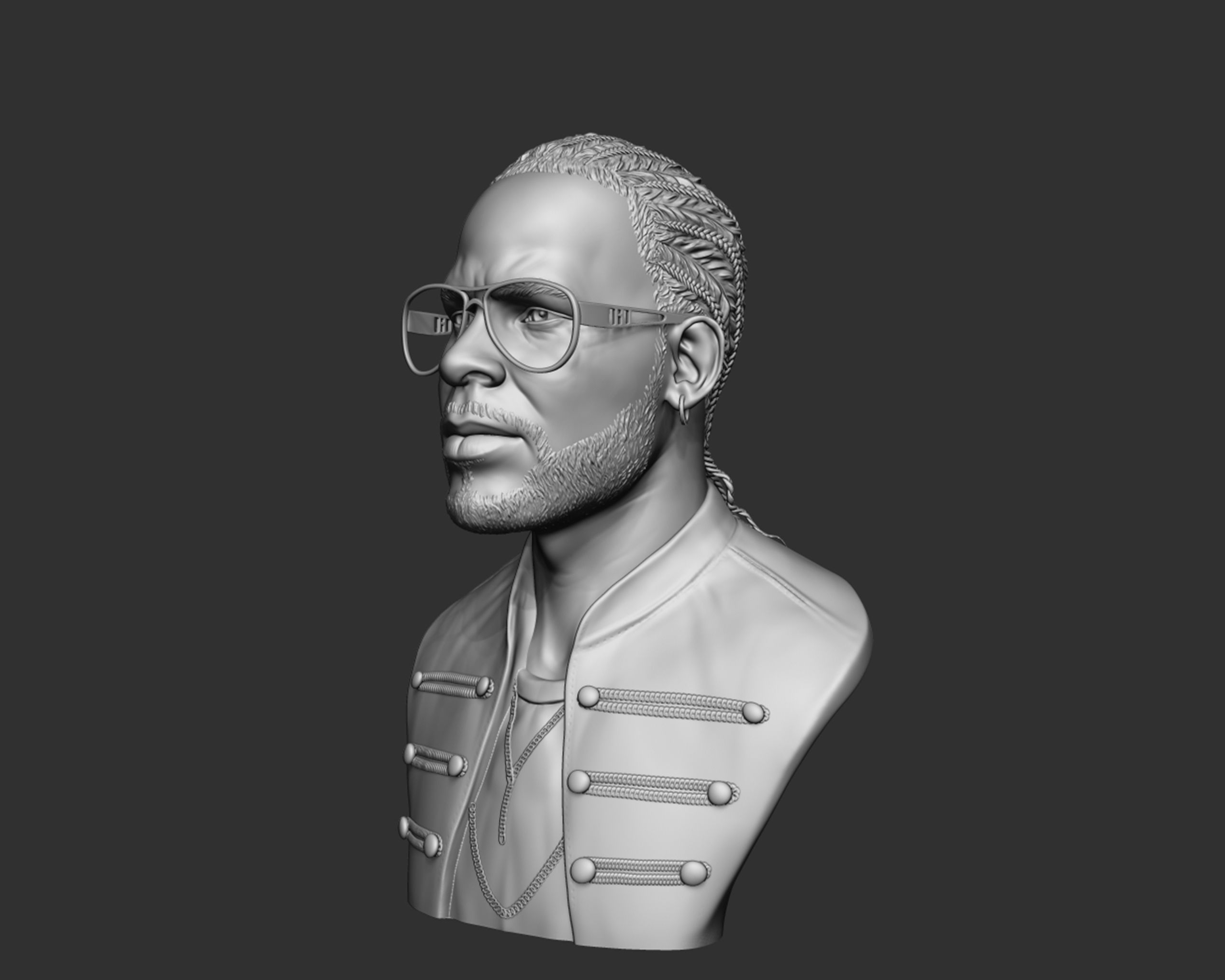 R Kelly portrait sculpture 3D model 3D printable | CGTrader