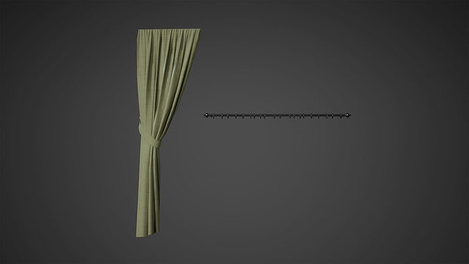 3D model Curtain and Rail Low Poly Game Ready VR / AR / low-poly | CGTrader