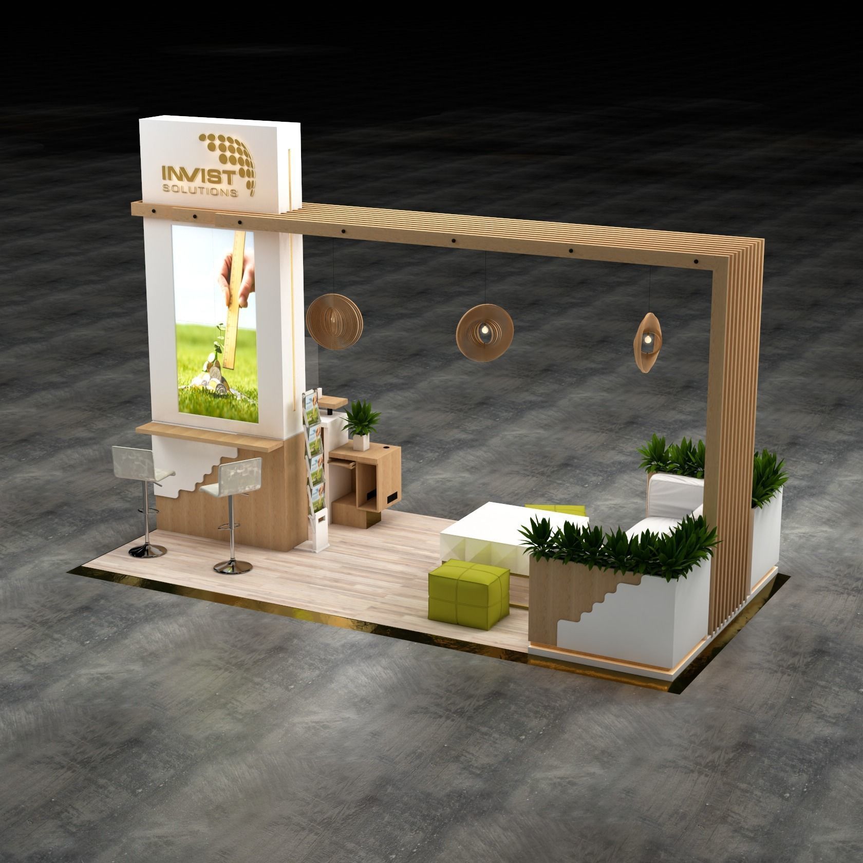 island exhibition stand 6m x 3m 3D model | CGTrader