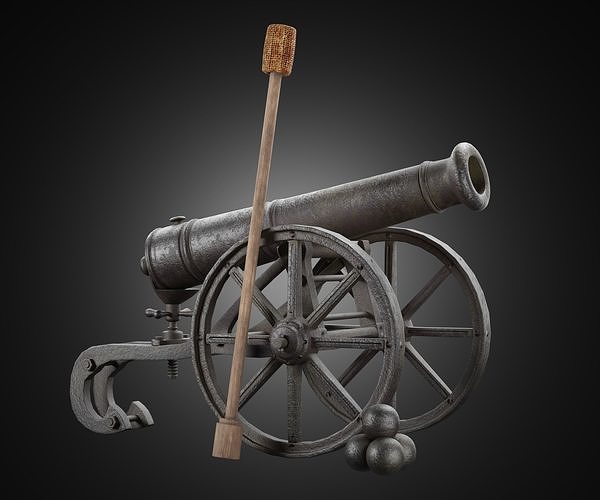 Vintage old cannon gun on rust carriage 3D model | CGTrader