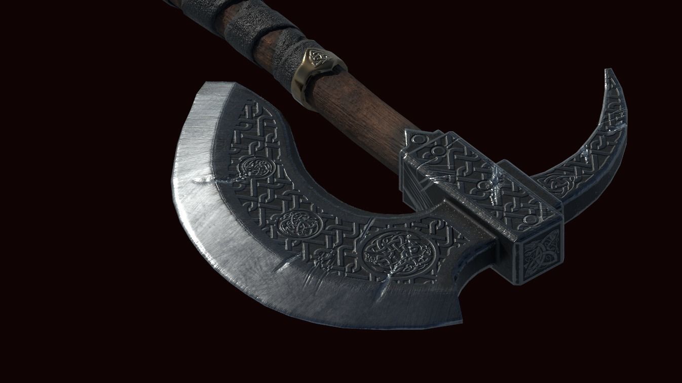 two-handed medieval axe 3D model | CGTrader