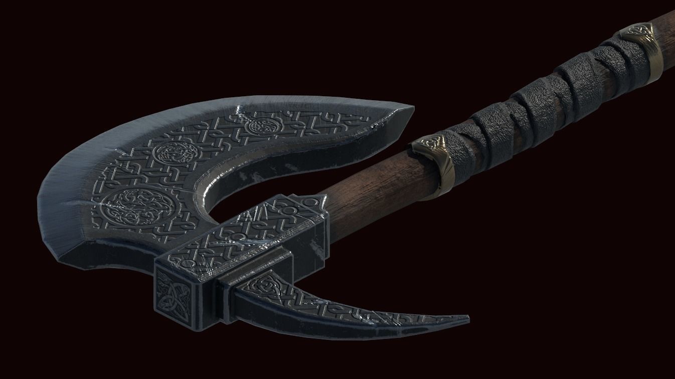two-handed medieval axe 3D model | CGTrader