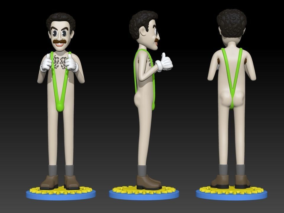borat at beach 3d statue old cartoon style 3D model 3D printable | CGTrader