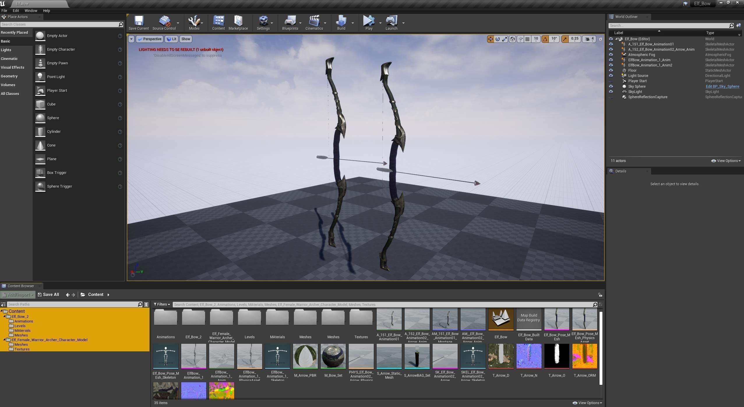 3D model Elf Bow Equipment Set Rig and Unreal Engine VR / AR / low-poly ...