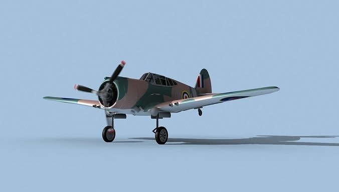 Curtiss H-75C Mohawk V22 RAF 3D model animated rigged | CGTrader