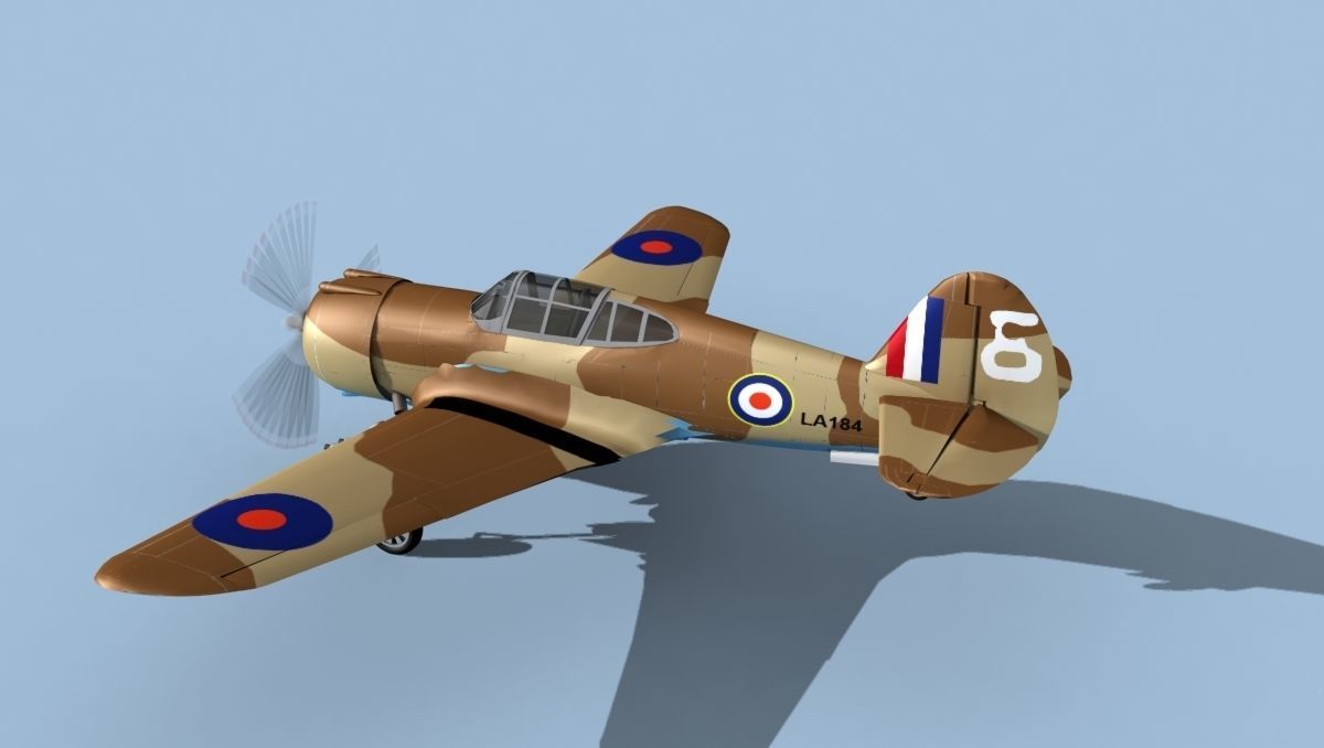Curtiss H-75C Mohawk V23 RAF 3D model animated rigged | CGTrader