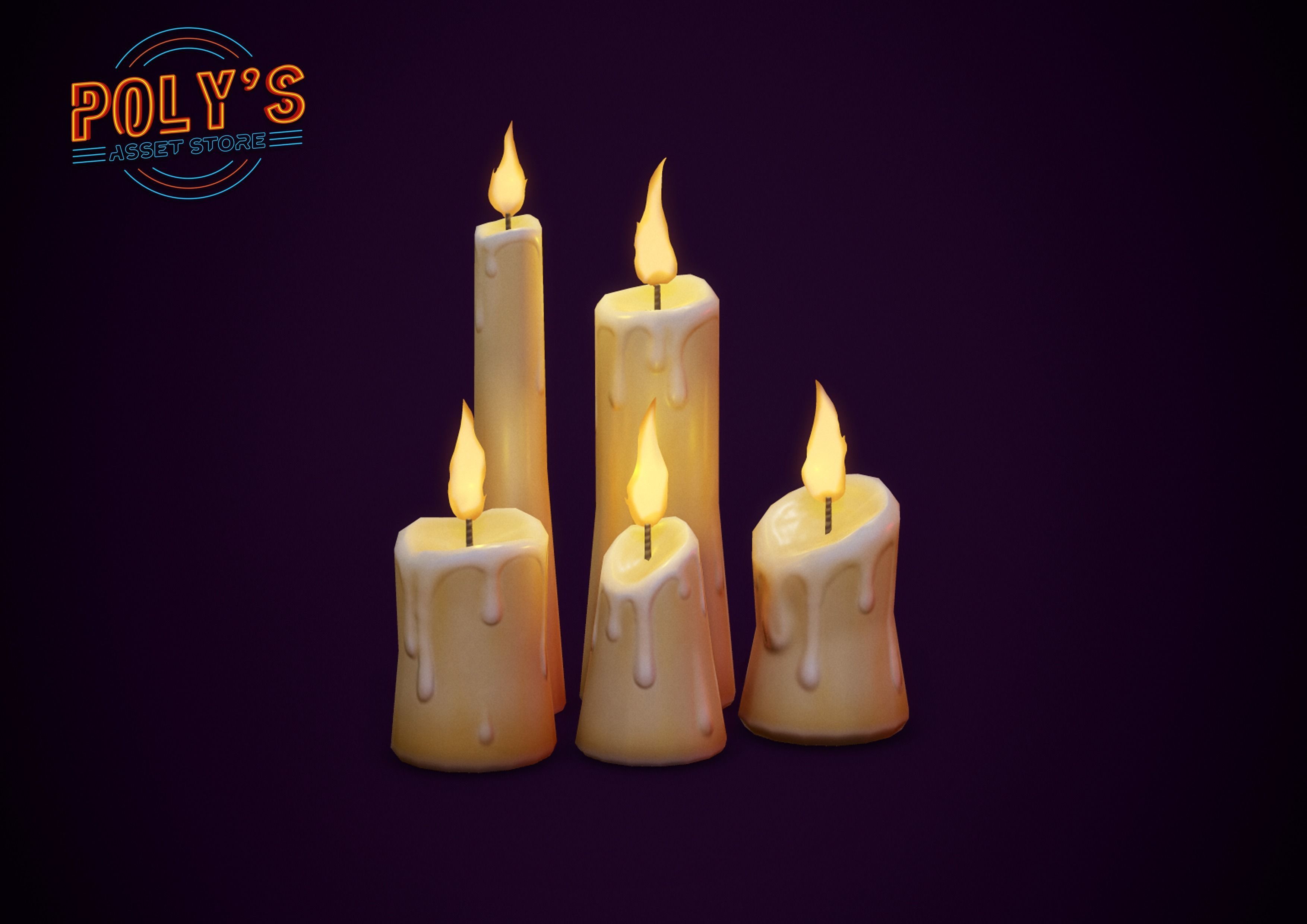 Candle Pack - Stylized Low Poly 3D model realtime