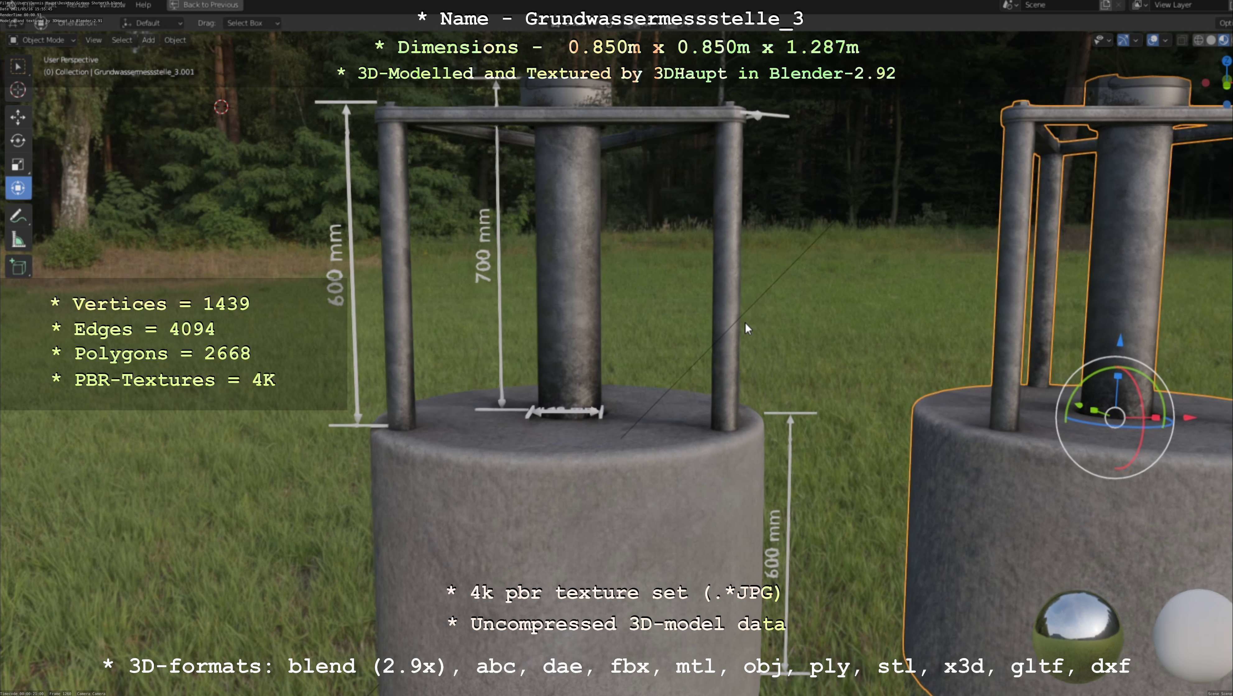 3D model Groundwater monitoring well 3 version 2 VR / AR / low-poly ...