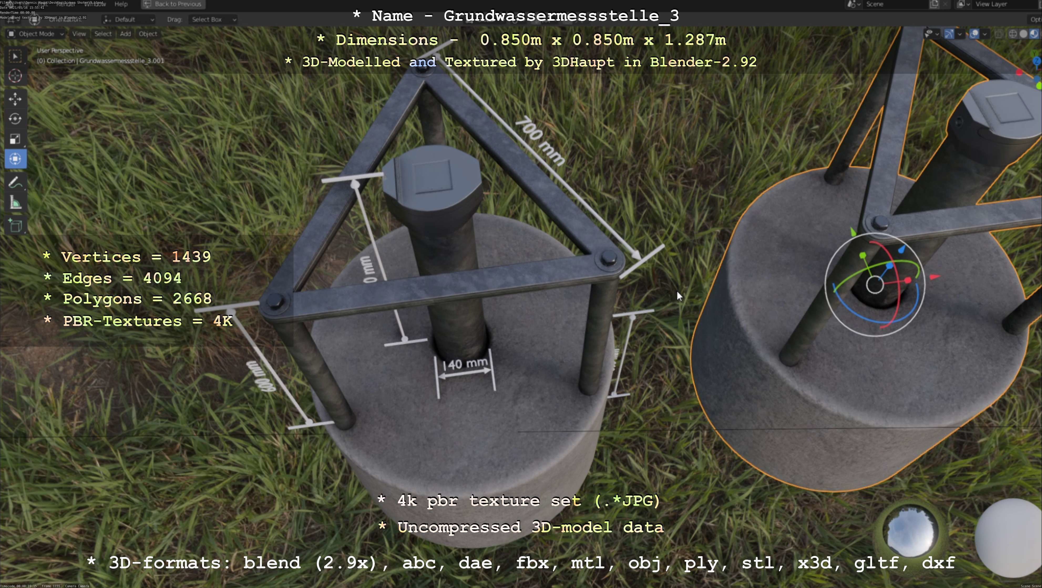 3D model Groundwater monitoring well 3 version 2 VR / AR / low-poly ...