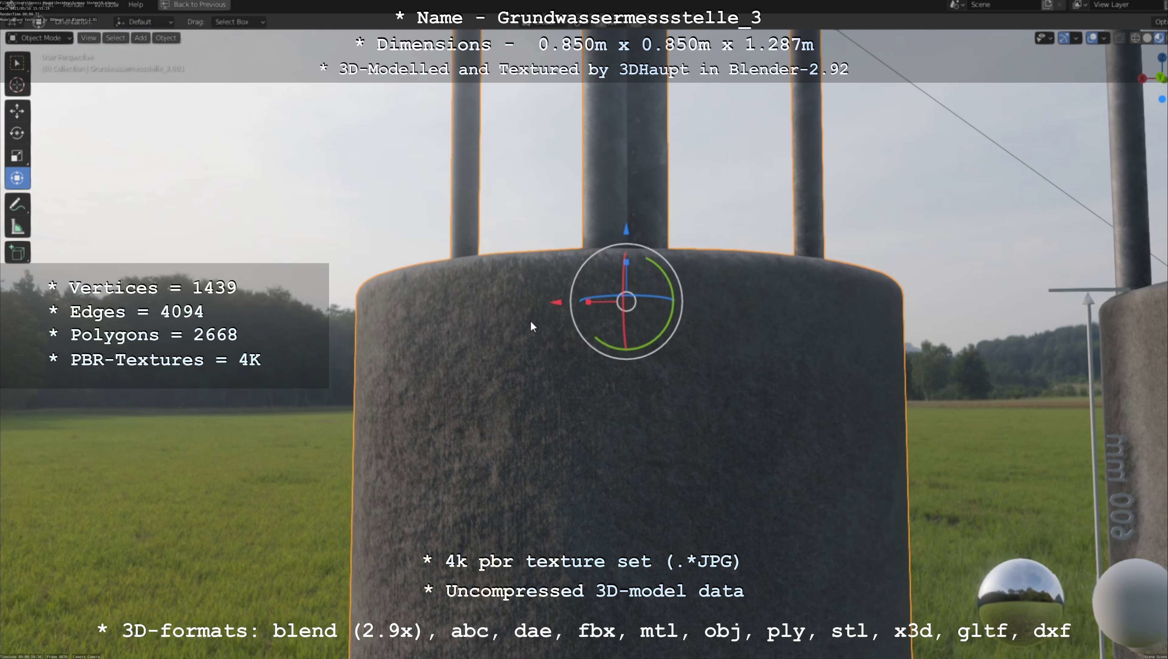 3D model Groundwater monitoring well 3 version 2 VR / AR / low-poly ...
