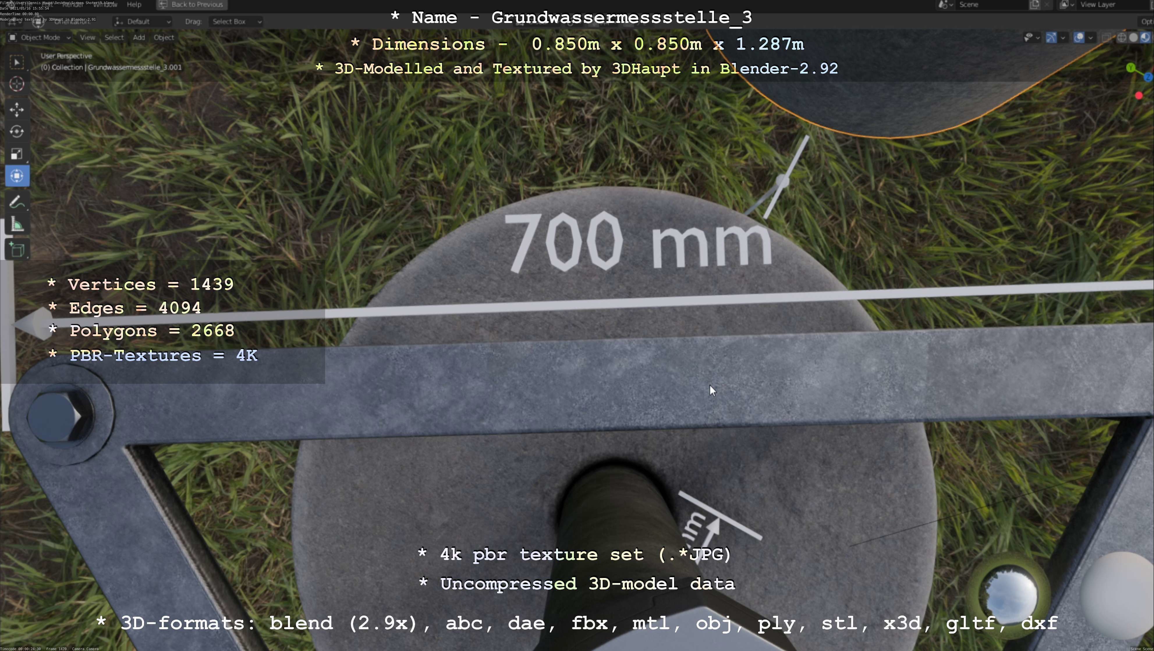 3D model Groundwater monitoring well 3 version 2 VR / AR / low-poly ...