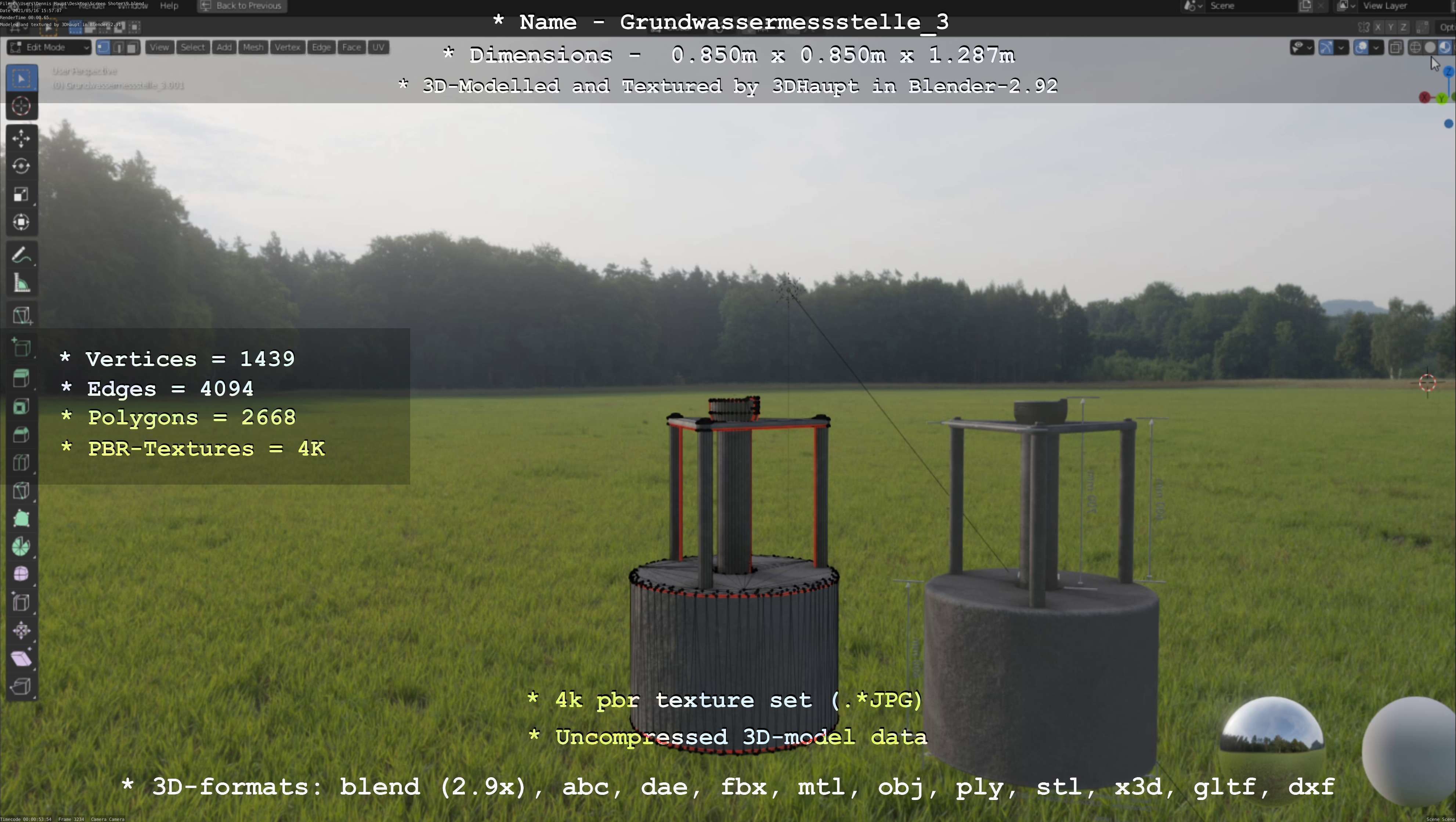 3D model Groundwater monitoring well 3 version 2 VR / AR / low-poly ...