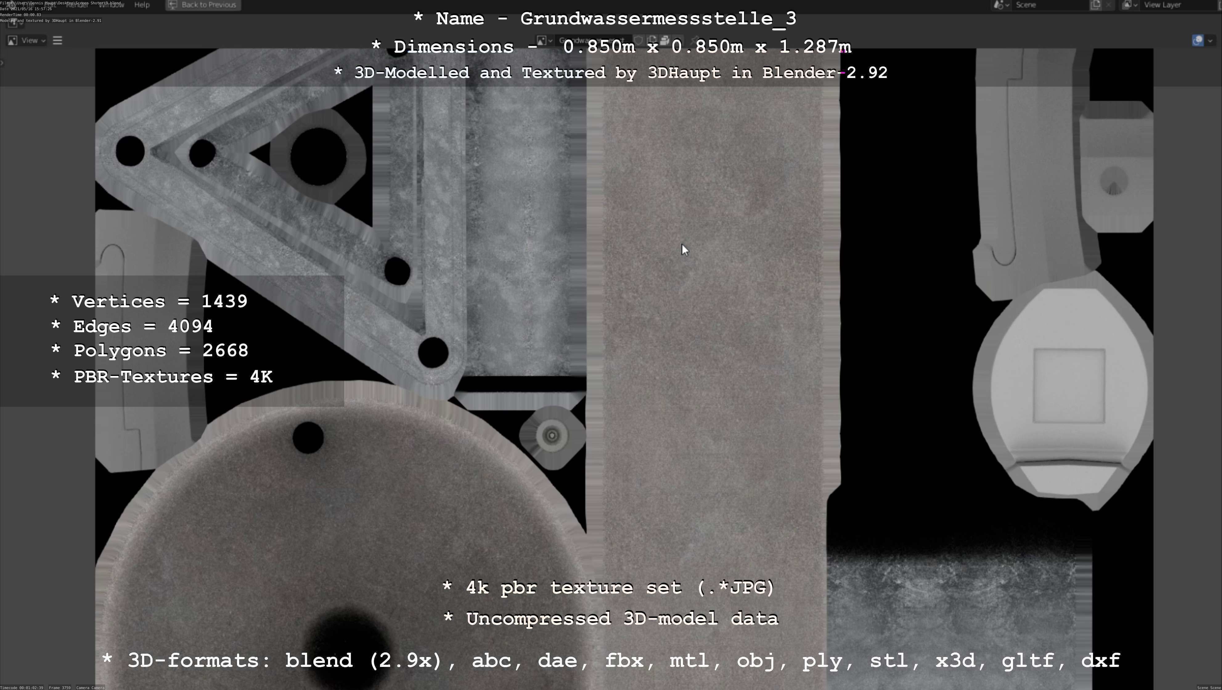 3D model Groundwater monitoring well 3 version 2 VR / AR / low-poly ...