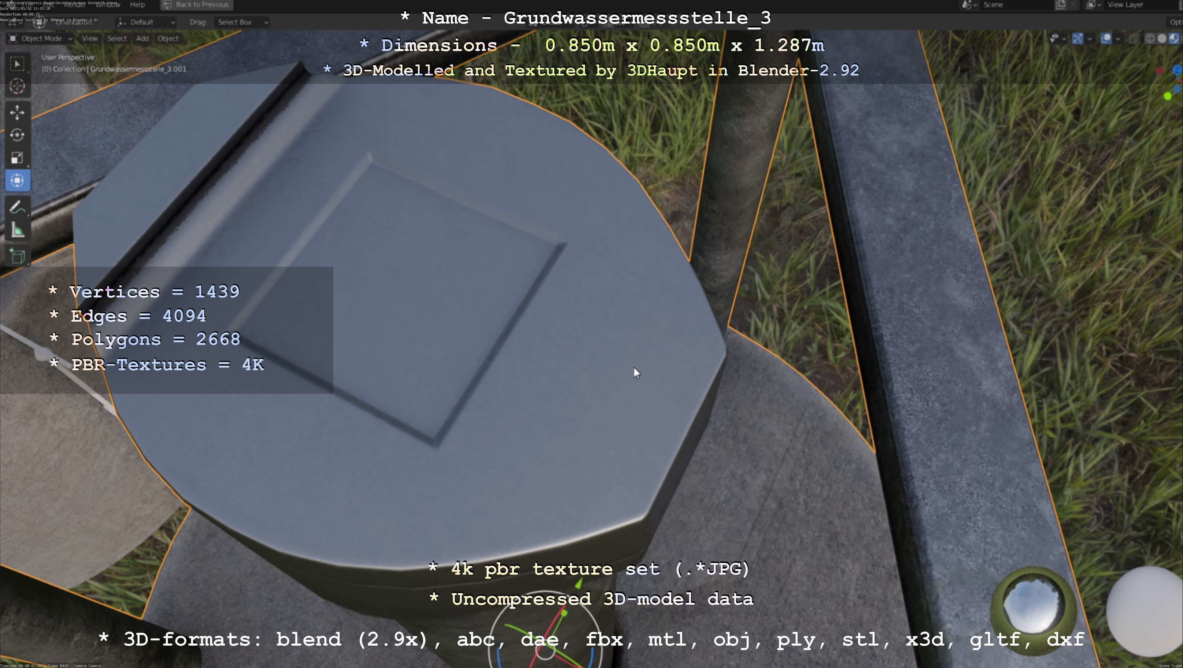 3D model Groundwater monitoring well 3 version 2 VR / AR / low-poly ...