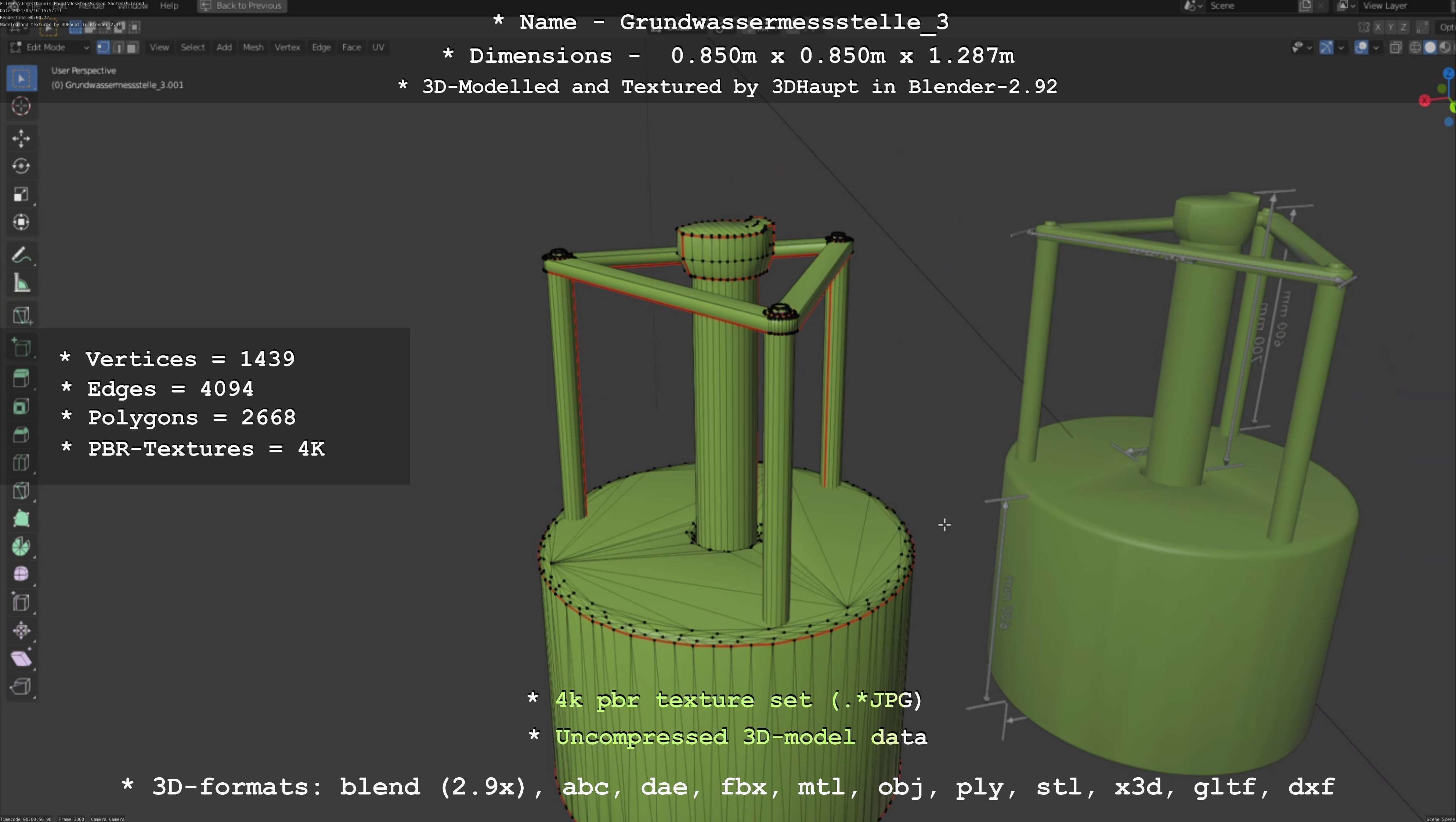 3D model Groundwater monitoring well 3 version 2 VR / AR / low-poly ...