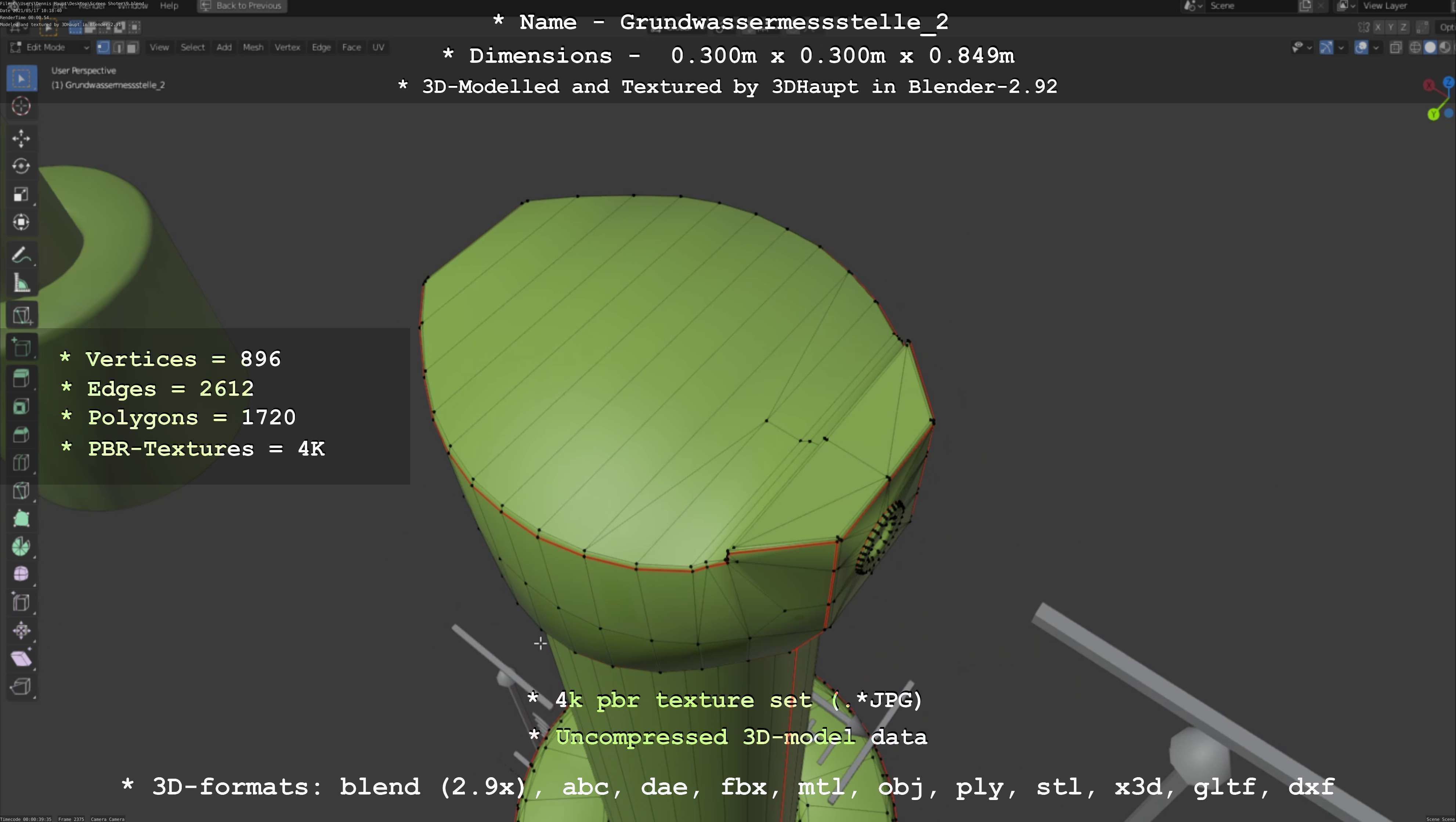 3D model Groundwater monitoring well 2 version 2 VR / AR / low-poly ...