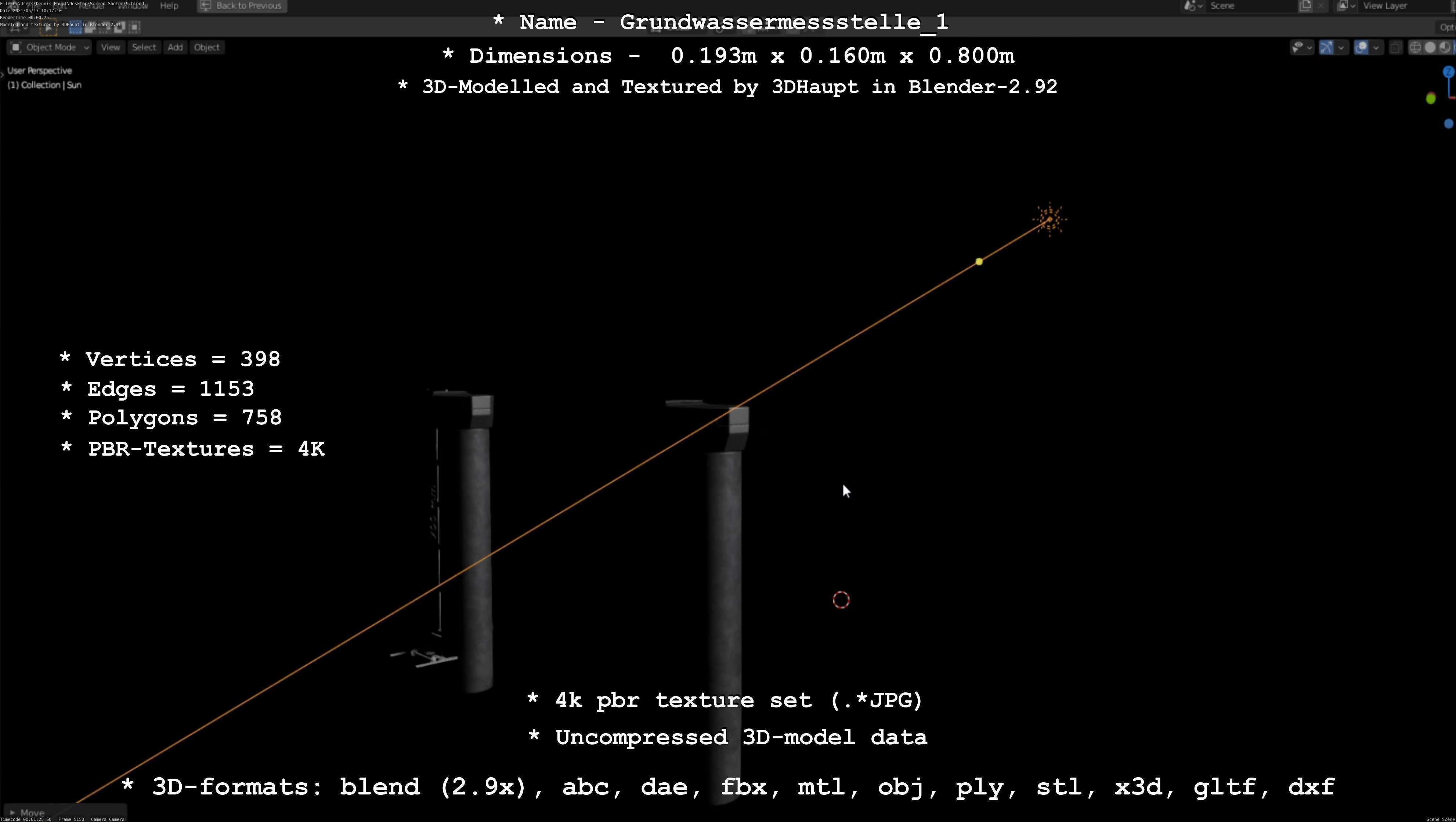3D model Groundwater monitoring well 1 version 2 VR / AR / low-poly ...