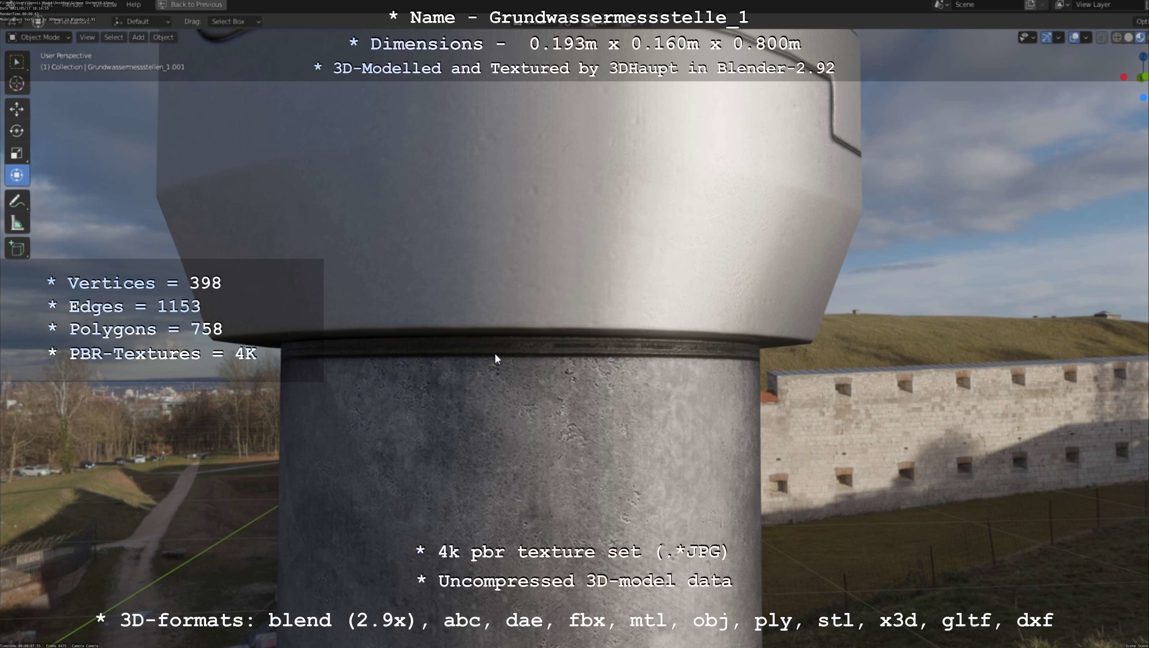 3D model Groundwater monitoring well 1 version 2 VR / AR / low-poly ...