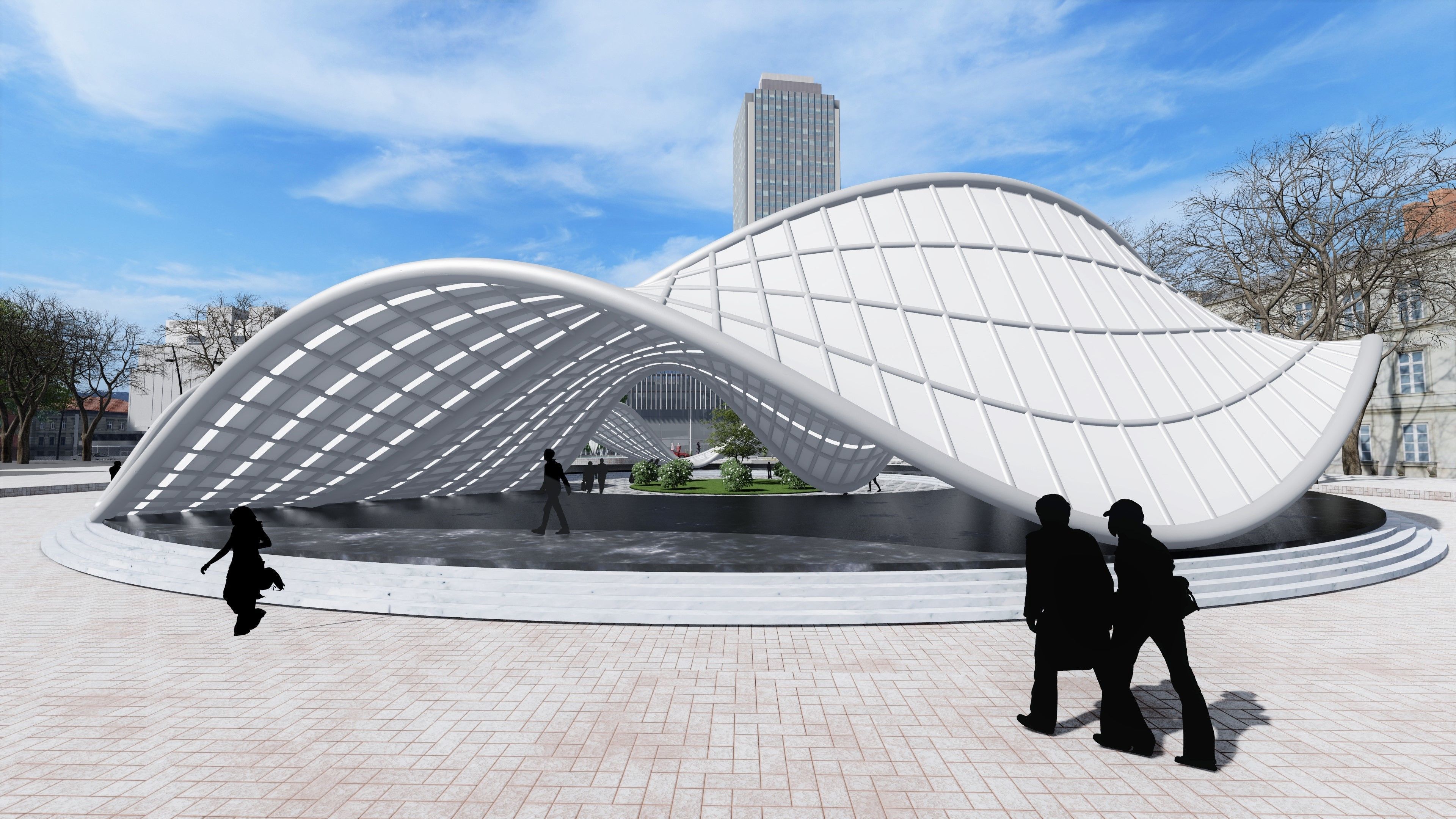 Parametric Pavilion Shade Structure Architecture 3D model | CGTrader