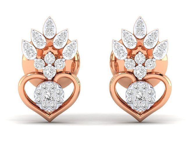 Women Heart Earrings 3dm stl render detail 3D model 3D printable | CGTrader