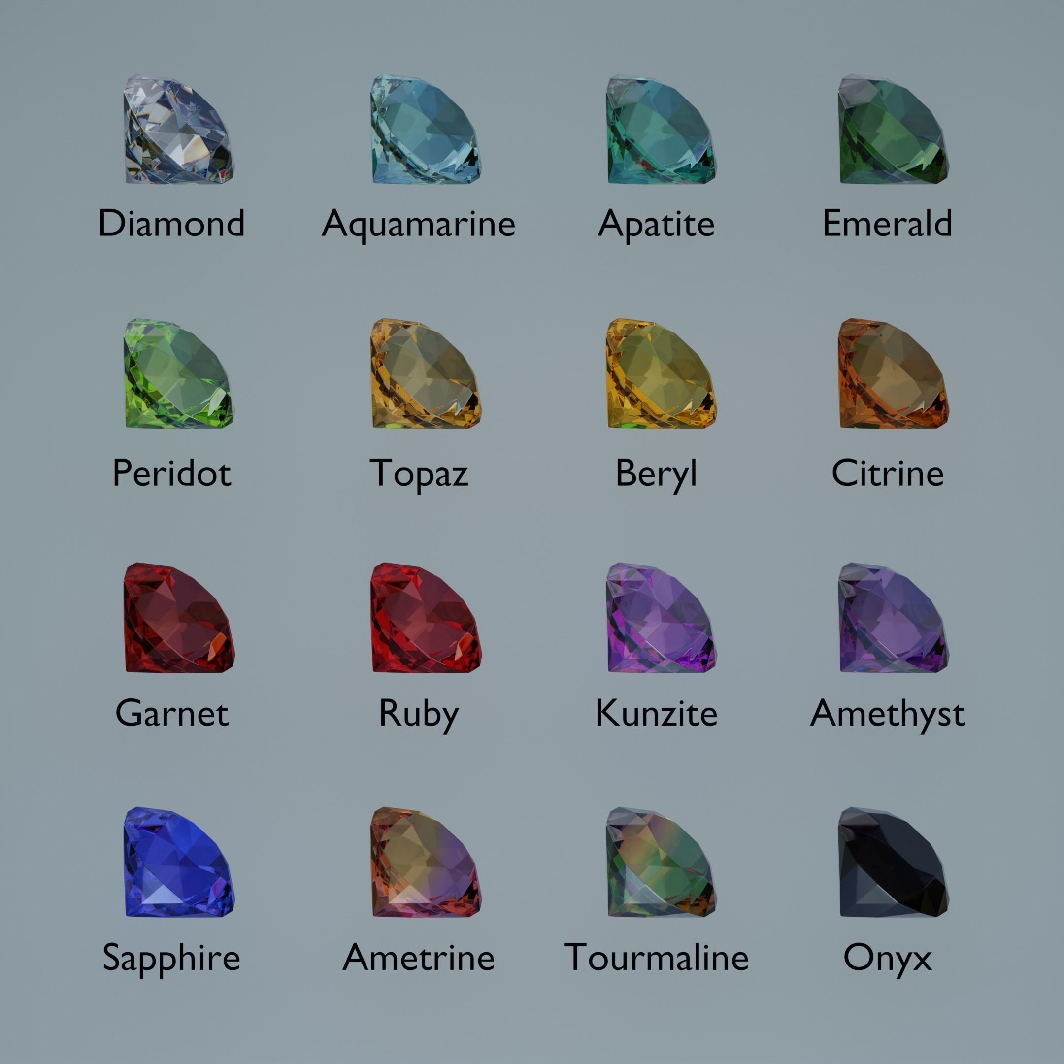 3D model Gem stones VR / AR / low-poly | CGTrader