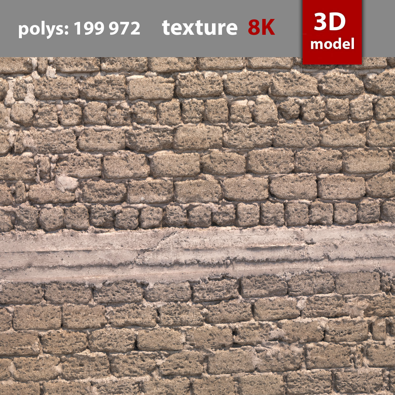 3D model 287 Stone Wall VR / AR / low-poly | CGTrader