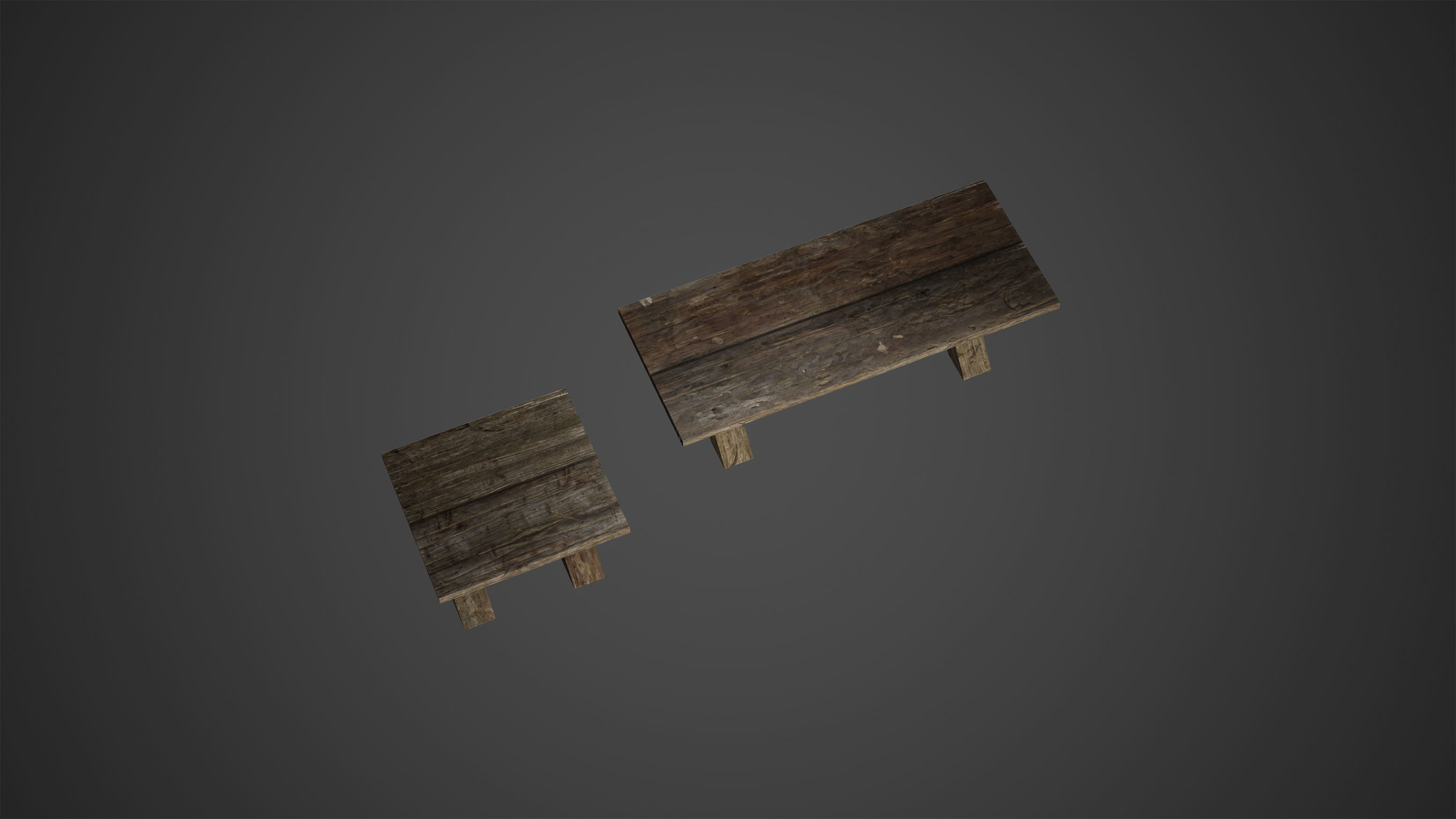 3D model Medieval Wooden Benches Low Poly Game Ready VR / AR / low-poly ...