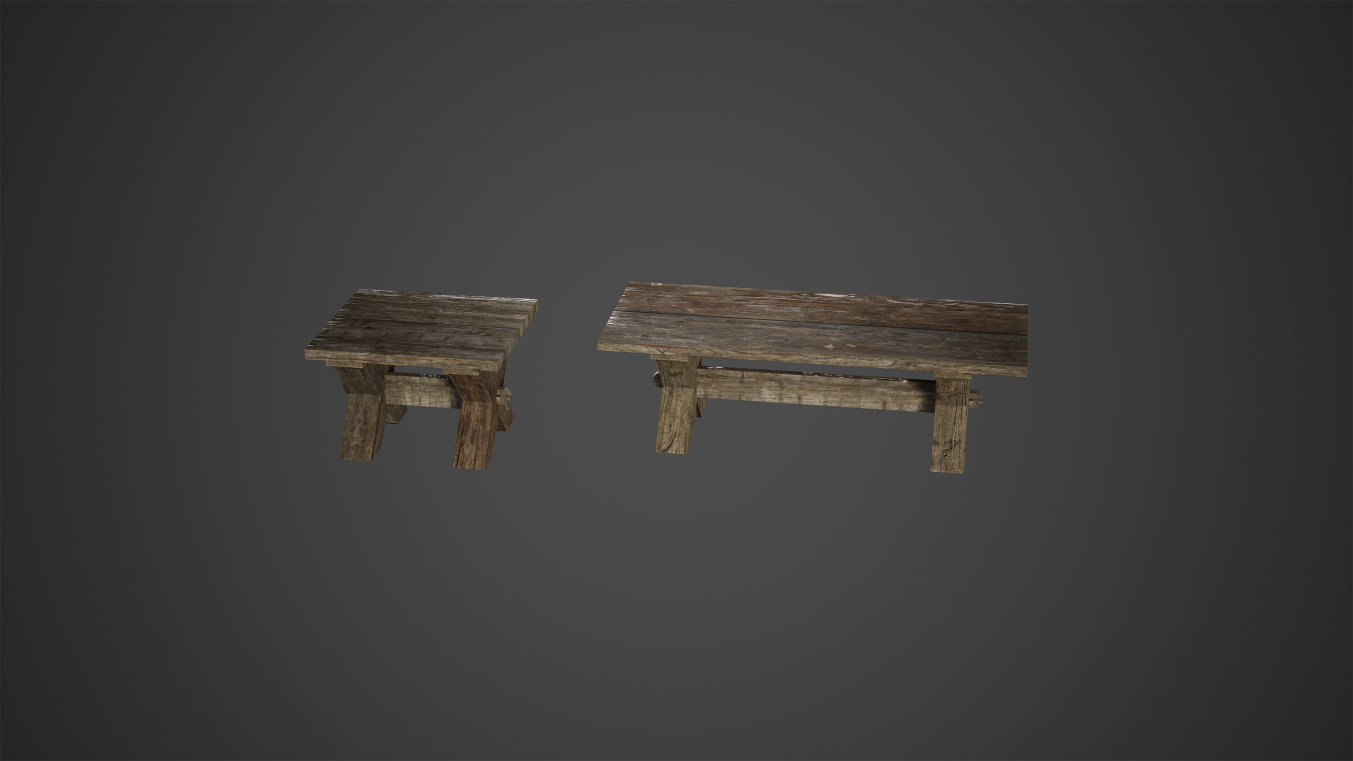 3D model Medieval Wooden Benches Low Poly Game Ready VR / AR / low-poly ...