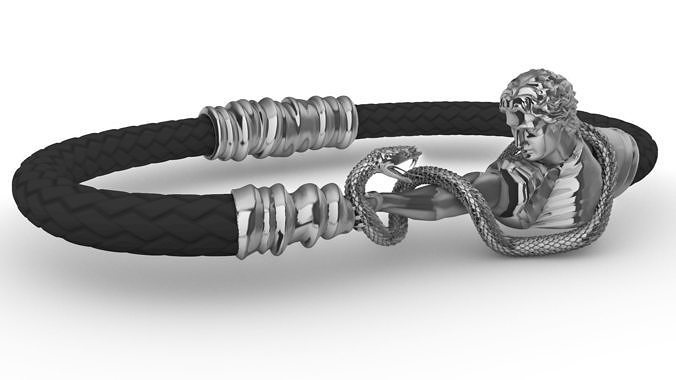 Bracelet with leather cord 3D model 3D printable | CGTrader