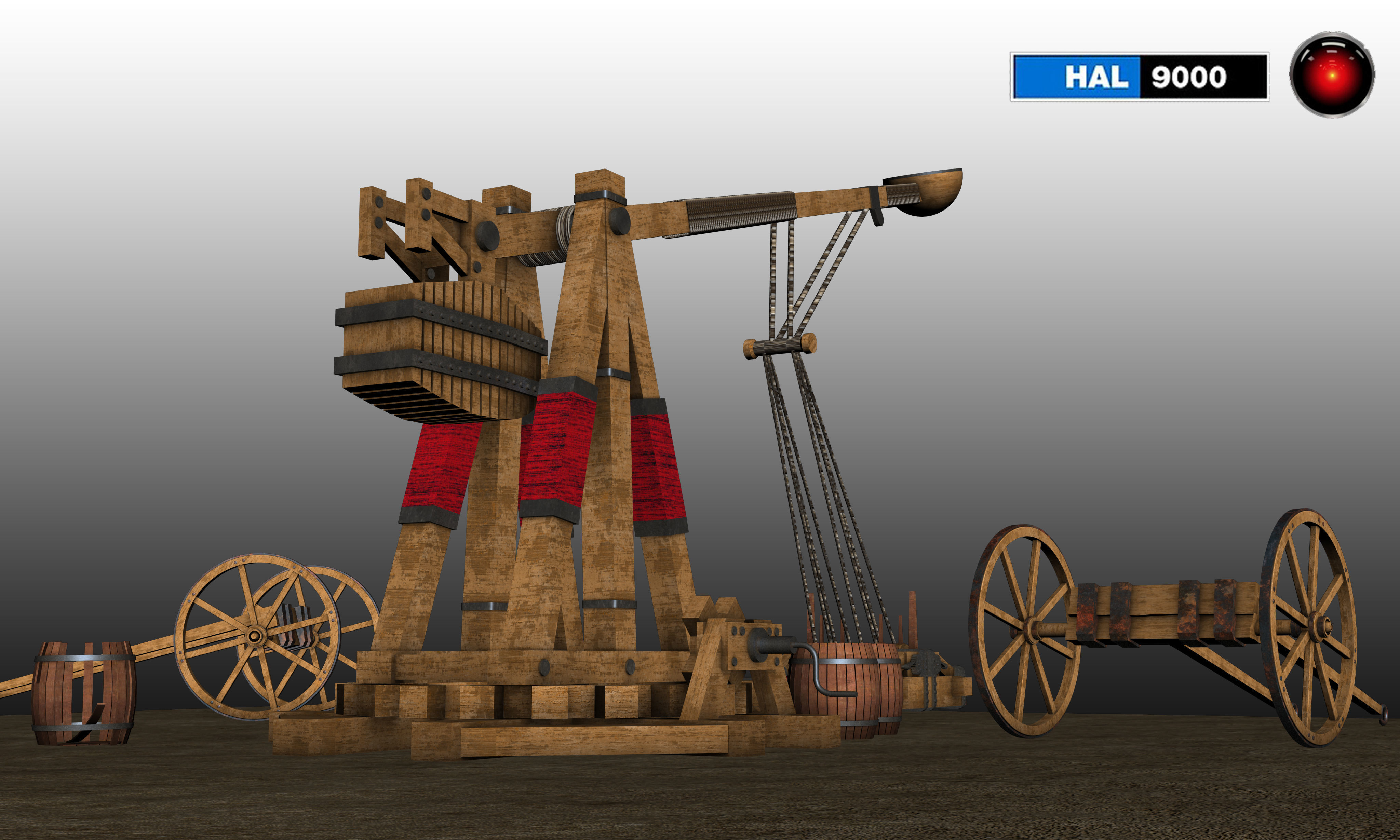 Mediaval siege trebuchet 3D model animated | CGTrader