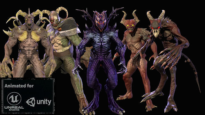 3D Model Collection Monster pack 1 VR / AR / low-poly | CGTrader