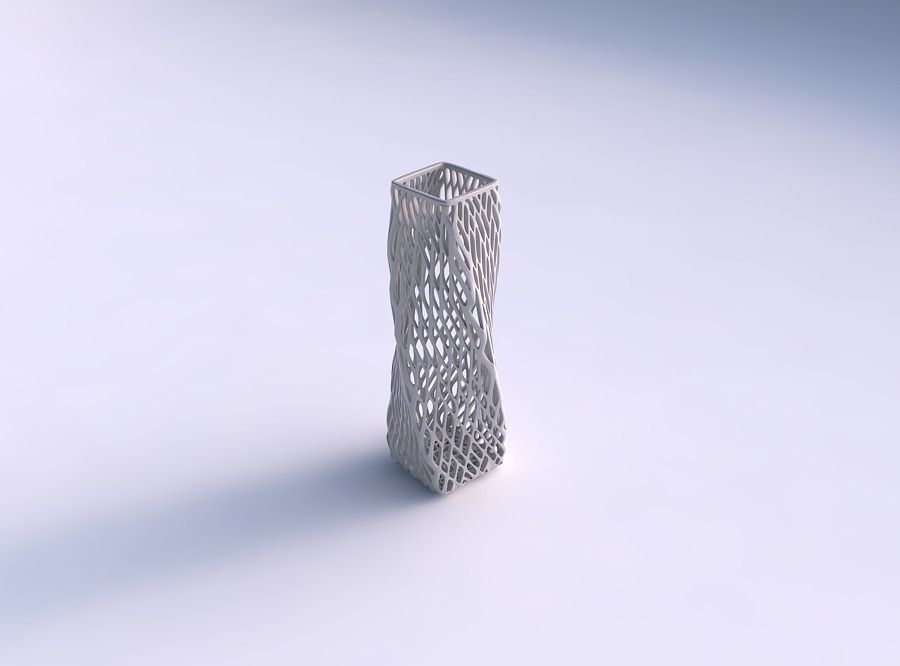 Vase twisted rectangle with lattice tiles 3D model 3D printable | CGTrader