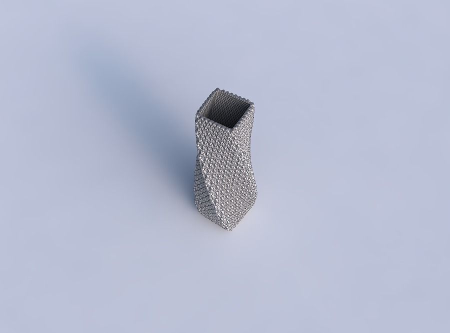 Vase twisted rectangle with grid piramides 2 3D model 3D printable ...
