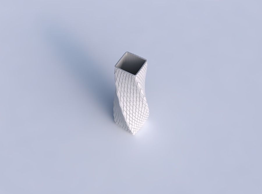Vase twisted rectangle with diagonal grid plates 3D model 3D printable ...