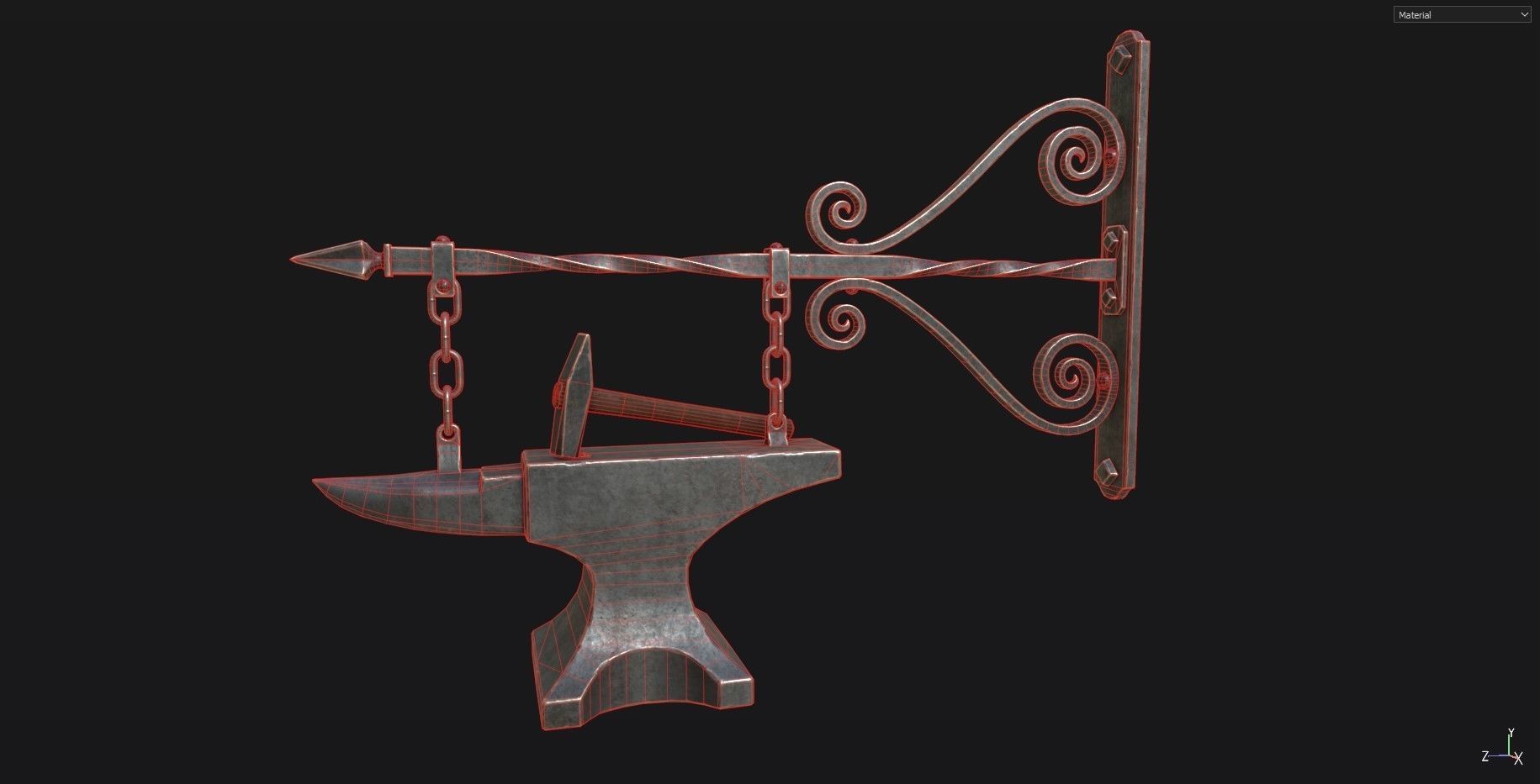 3D model Medieval Blacksmith Sign VR / AR / low-poly rigged | CGTrader