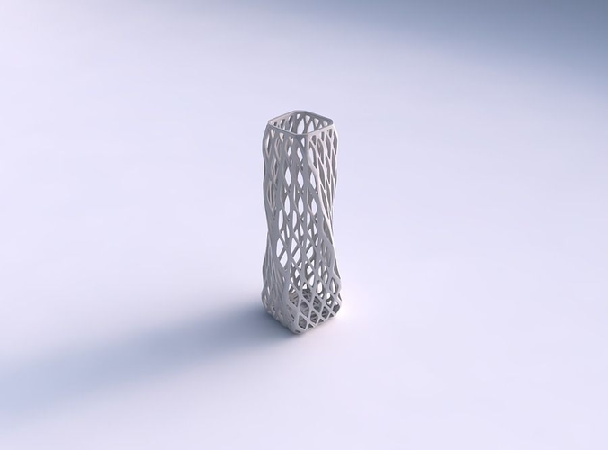 Vase twisted rectangle with diagonal grid lattice 3D model 3D printable ...