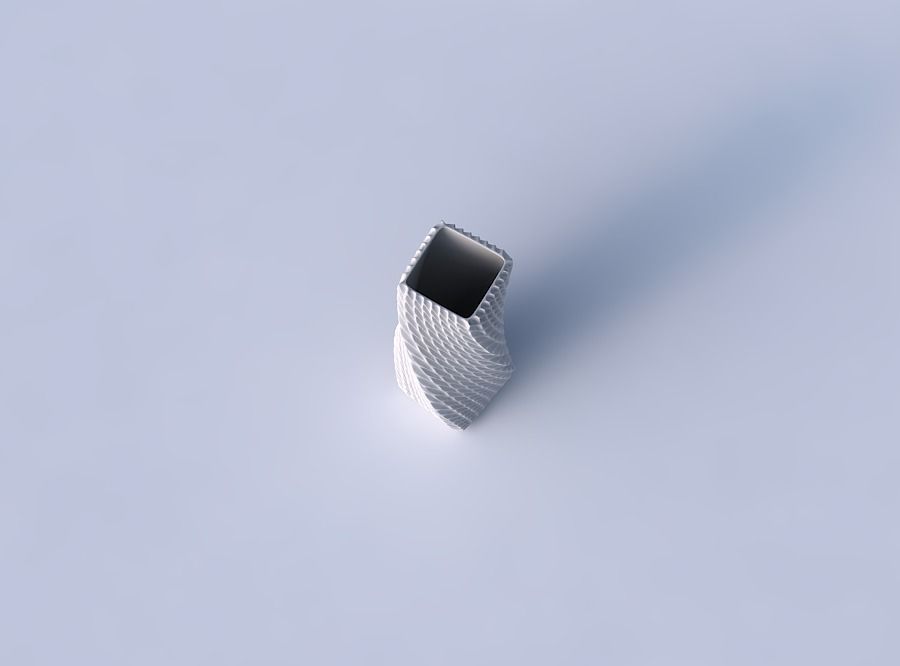 Vase twisted rectangle with bent extruded pattern 3D model 3D printable ...